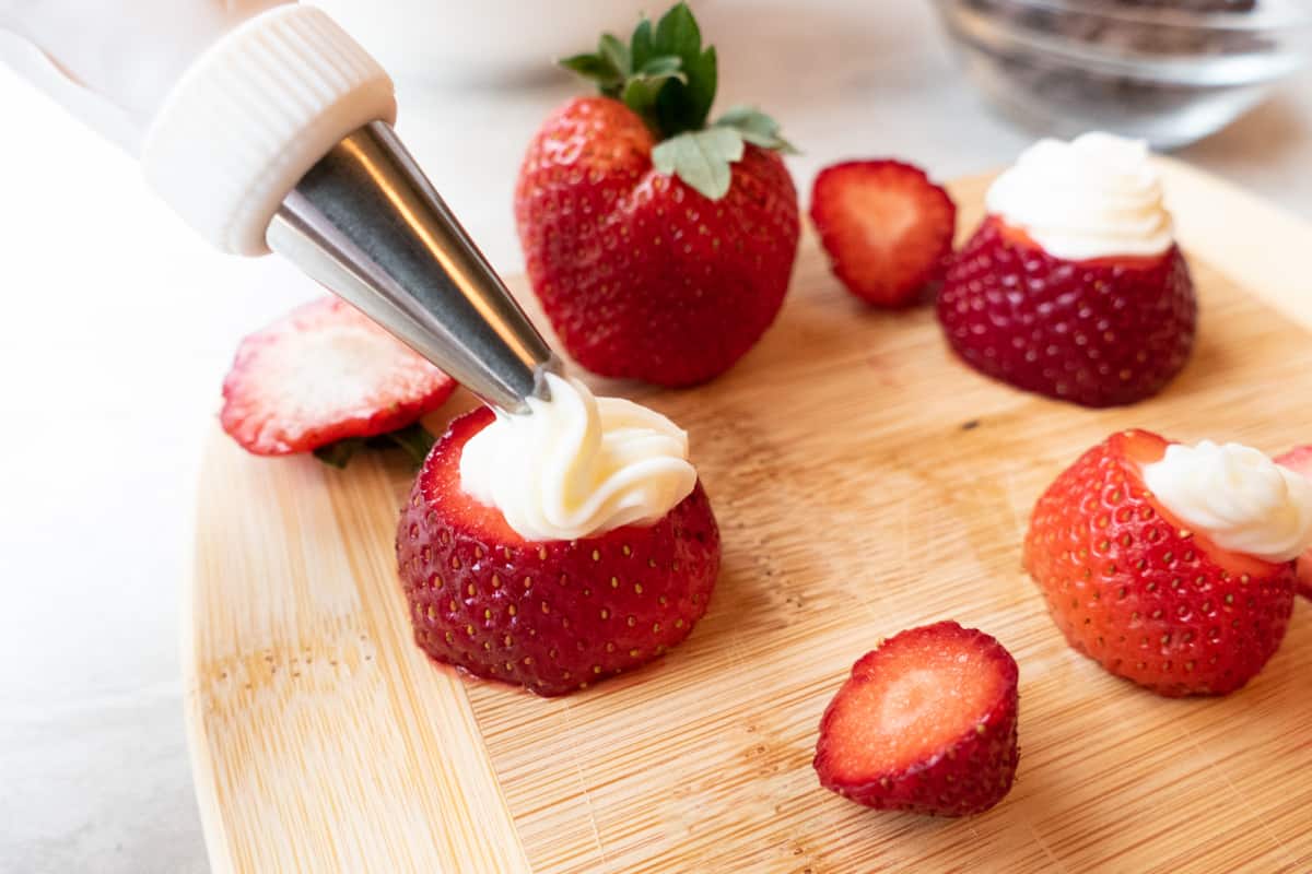 Strawberry Santas with Cream Cheese Filling